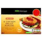 Calories in Asda Chosen by You Breaded 6 Chicken Breast Burgers 342g ...