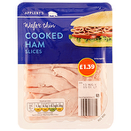 Calories in Aldi Appleby's Wafer Thin Cooked Ham 400g, Nutrition ...