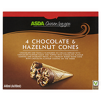 Calories in Asda 4 Chocolate & Hazelnut Cones 4 x 110ml, Nutrition ...